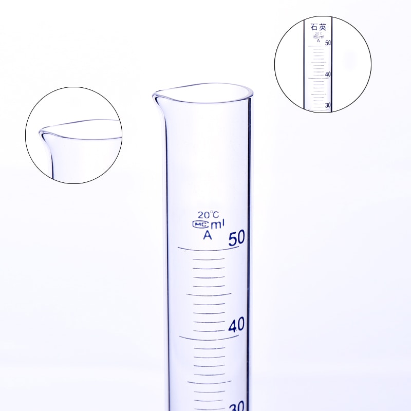 C744, Quartz Graduated Cylinder, 50ml, 1100-1450°C, 300-800nm (1pc/ea ...